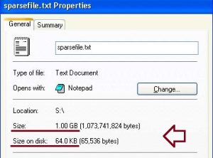 Create sparse files with any length in Windows and Linux - SPACECLICK